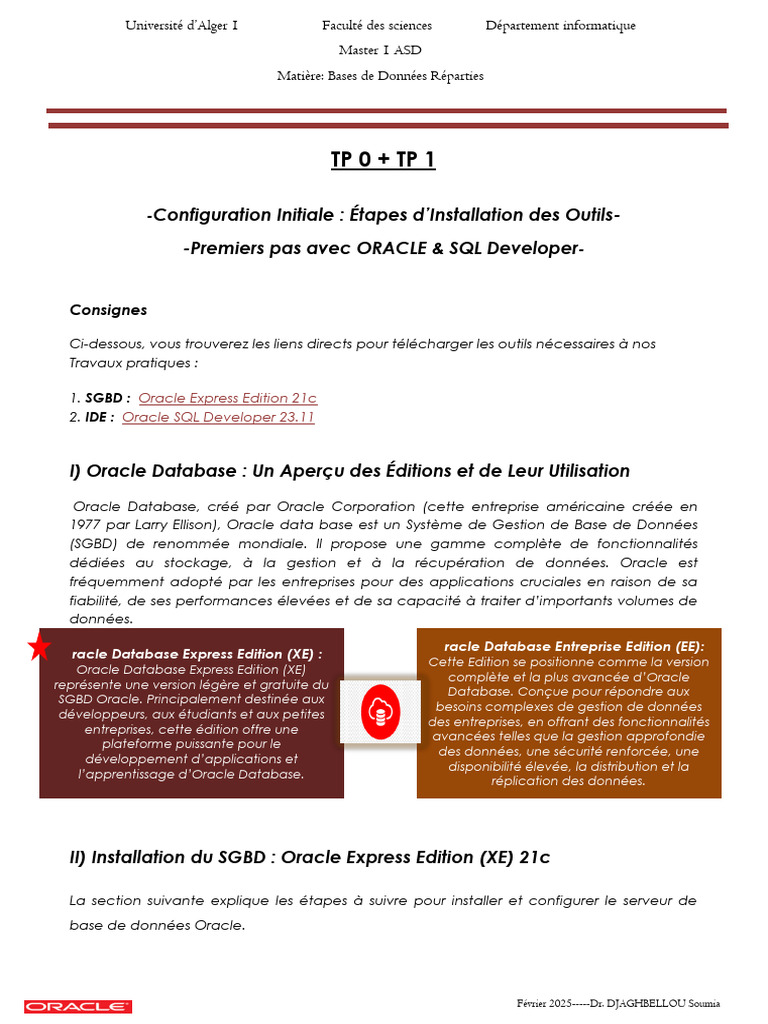 TP 0 TP 1 | PDF | Base de données Oracle | Bases de données