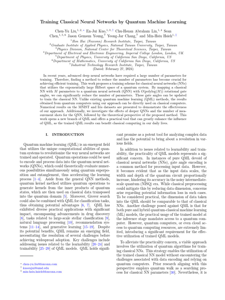 Training Classical Neural Networks by Quantum Machine Learning | PDF | Quantum Computing ...