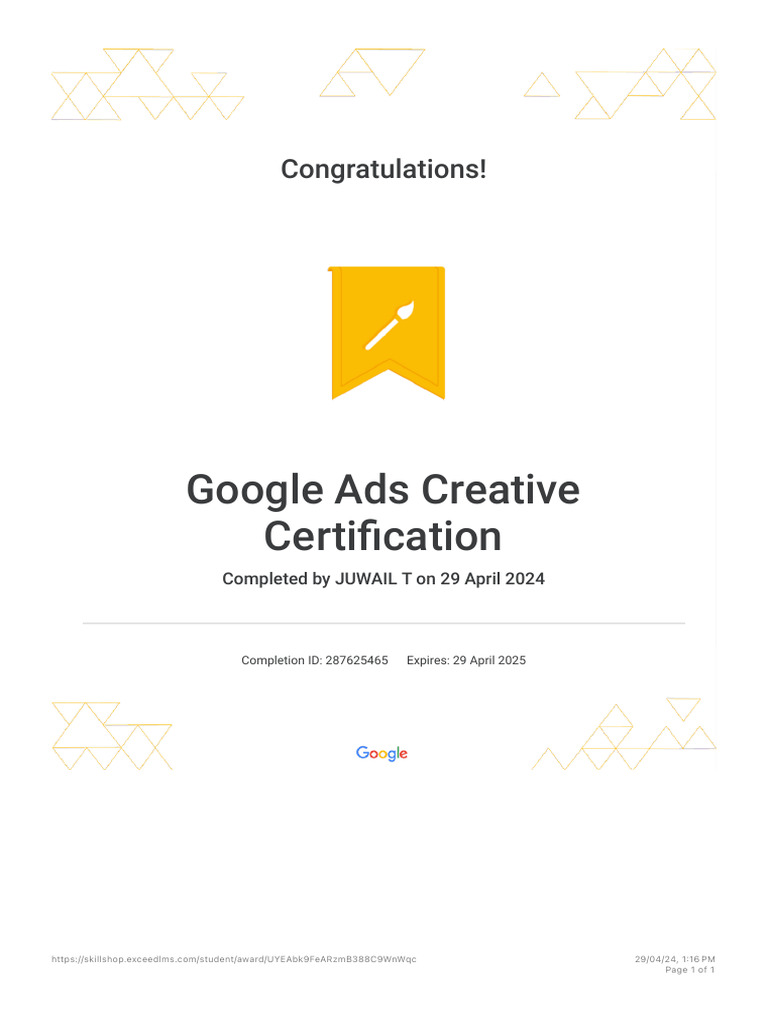 Google Ads Creative Certification - Google | PDF
