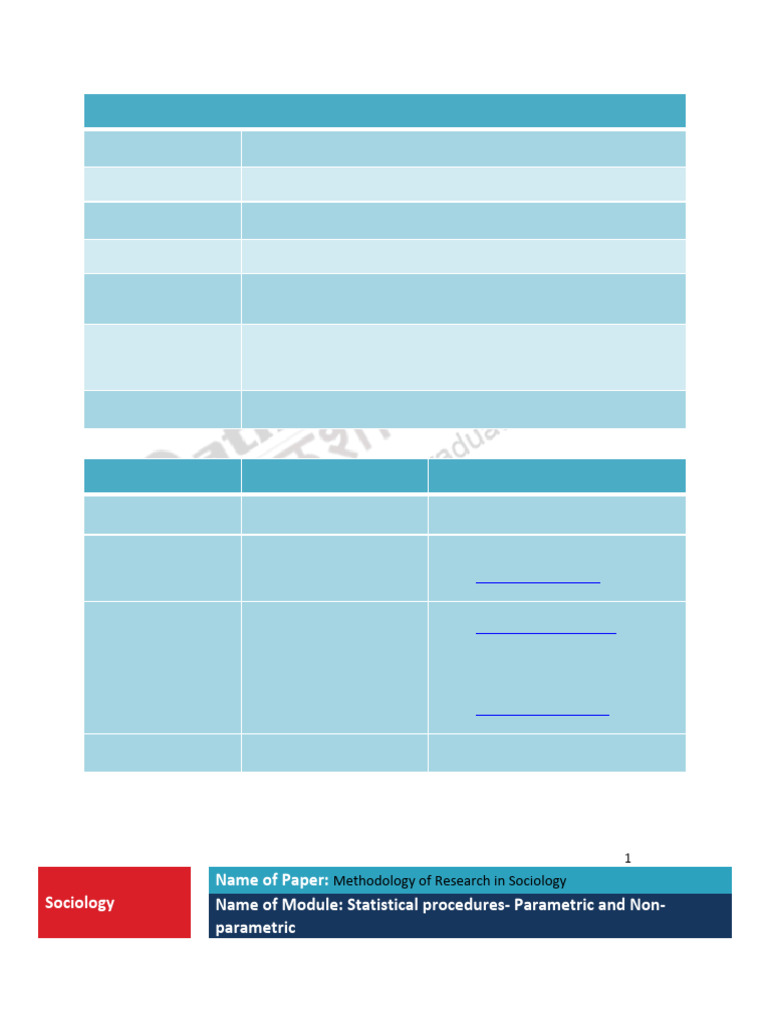 Parametric and Non Parametric Tests | PDF | Statistics | Spearman's ...