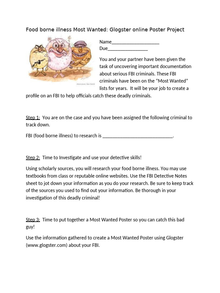 FoodborneIllnessMostWantedPosterProject-1 | PDF | Federal Bureau Of ...