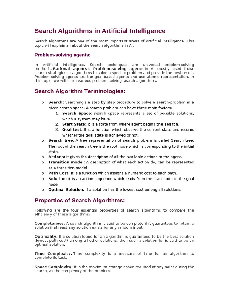 Search Algorithms in Artificial Intelligence | PDF | Computational ...