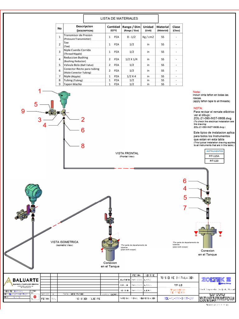 Instalación Típica de Instrumentos | PDF
