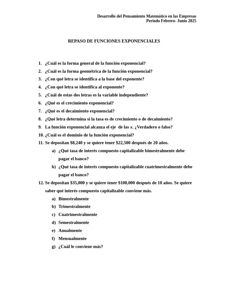 Repaso Teoría y Práctica Exponencial | PDF