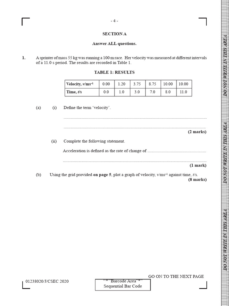 Physics 2020 P2 JAN - Velocity | PDF | Velocity | Barcode