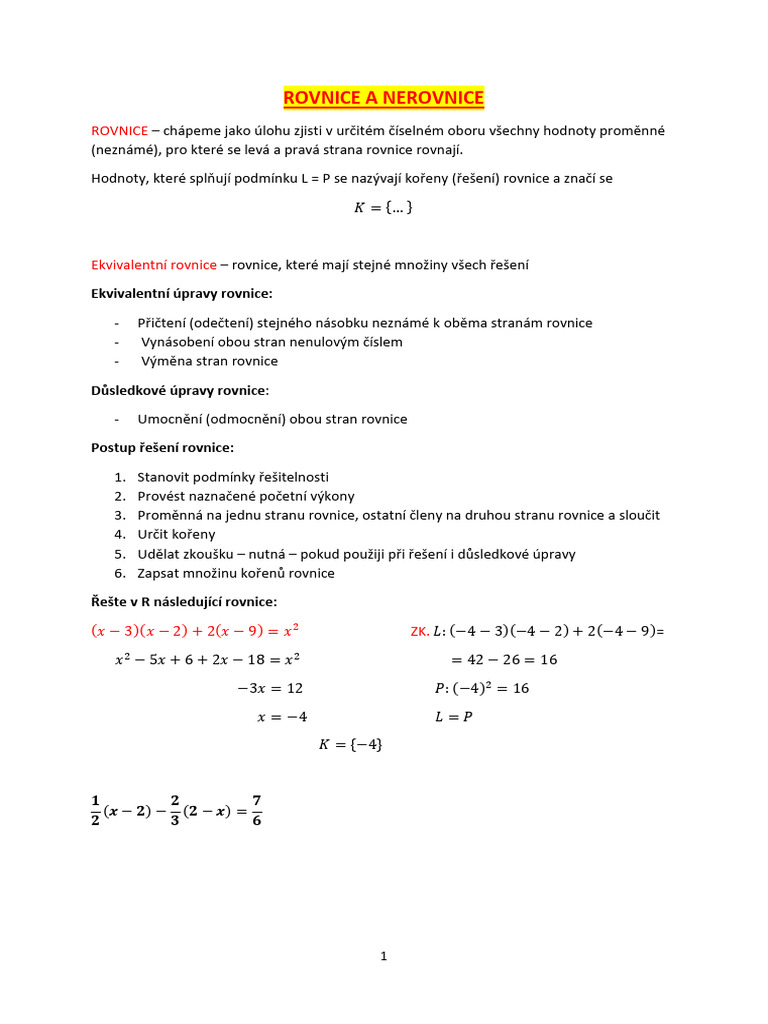 8, Rovnice A Nerovnice | PDF