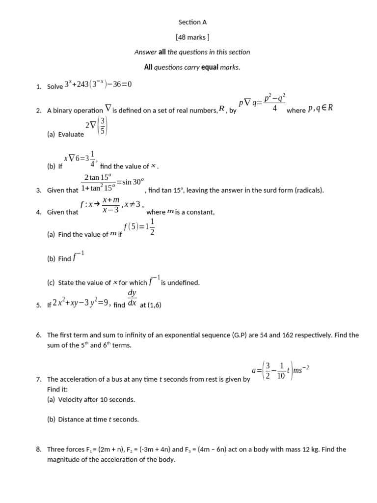 Elective Maths Paper 2-1 | PDF | Mathematics | Mathematical Analysis