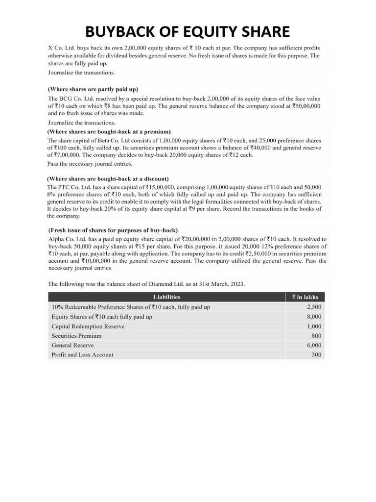 Buy Back | PDF