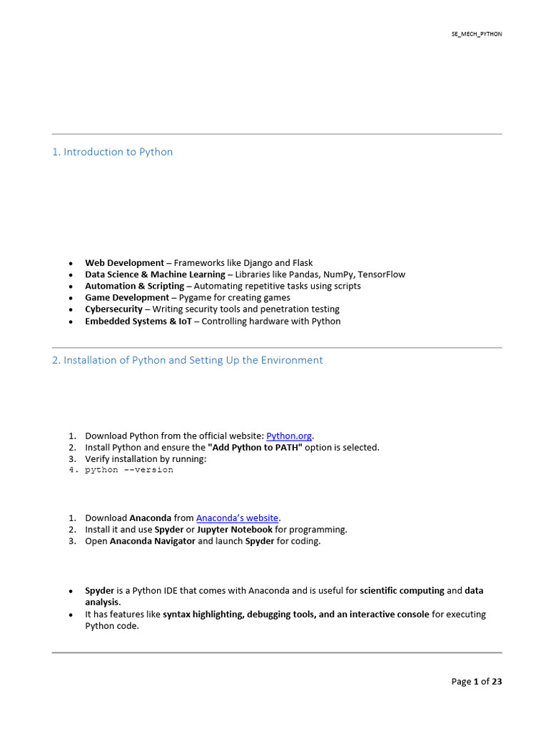 Se Mech Python Experiment 2024 25 | PDF | Python (Programming Language) | Mechanical Engineering