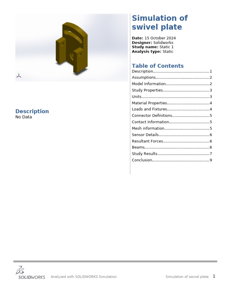 Swivel Plate Static 1 1 | PDF | Young's Modulus | Strength Of Materials