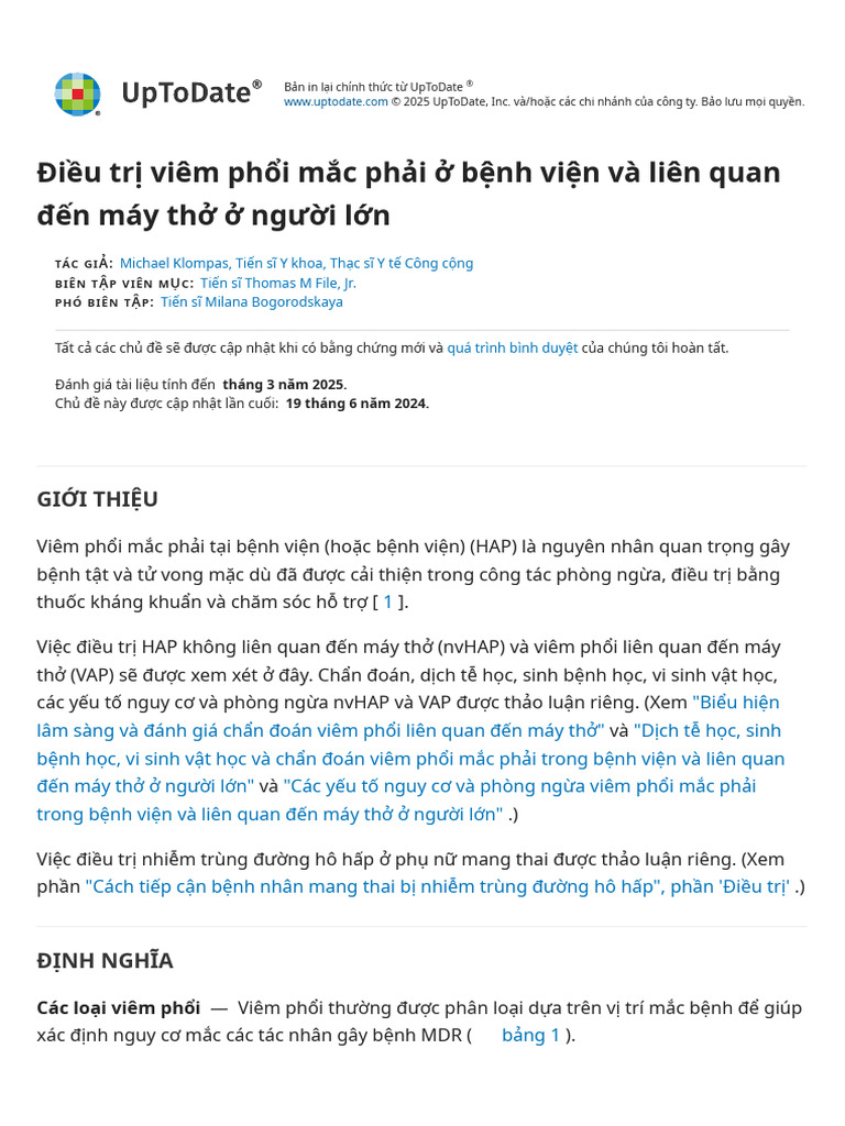 Treatment of hospital-acquired and ventilator-associated pneumonia in adults - U 2 | PDF