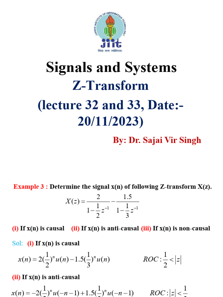 Z-Transform - Lecture 32-33 | PDF | Mathematics | Mathematical Concepts