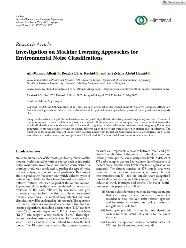 Journal of Electrical and Computer Engineering - 2023 - Albaji - Investigation On Machine ...