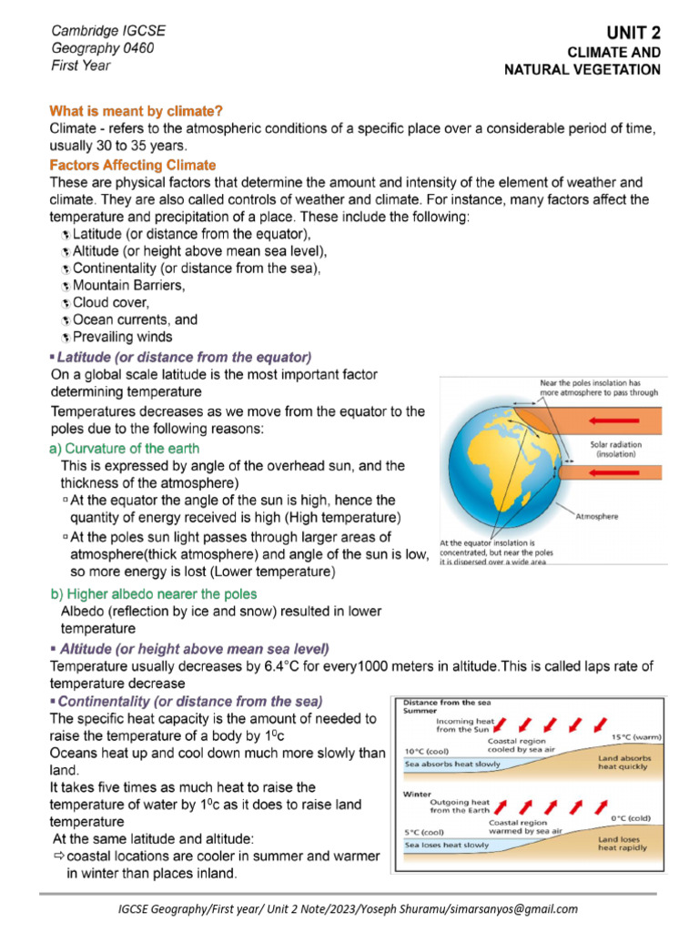 1.climate and Natural Vegetation Unit Two | PDF