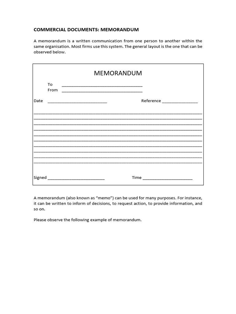 Commercial Documents | PDF | Memorandum | Human Communication