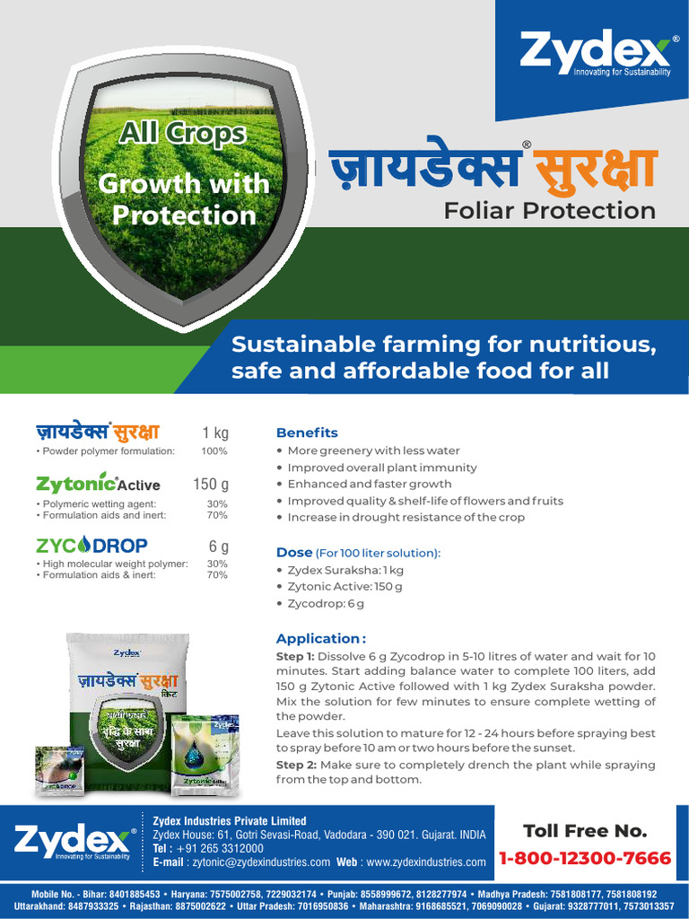 Zydex Agricultural Products Overview | PDF | Agriculture