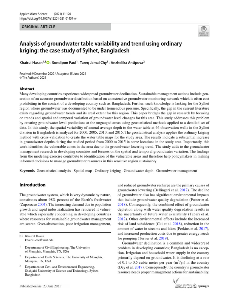 Analysis of Groundwater Table Variability and Tren | PDF | Errors And ...