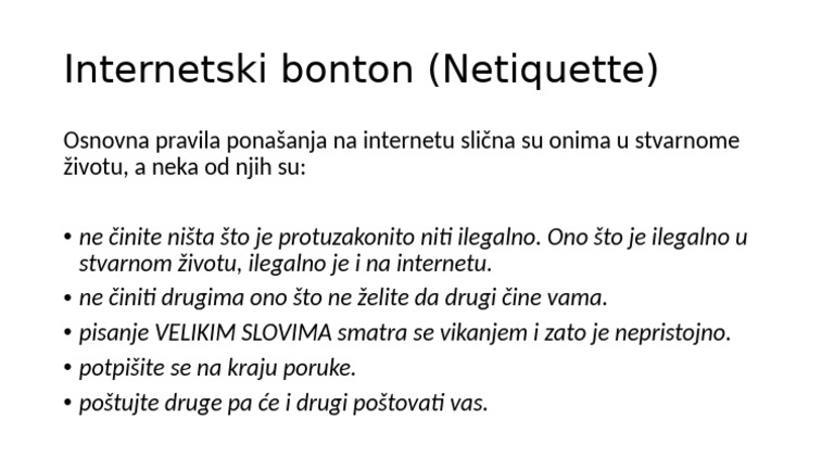 Internetski Bonton (Netiquette) | PDF