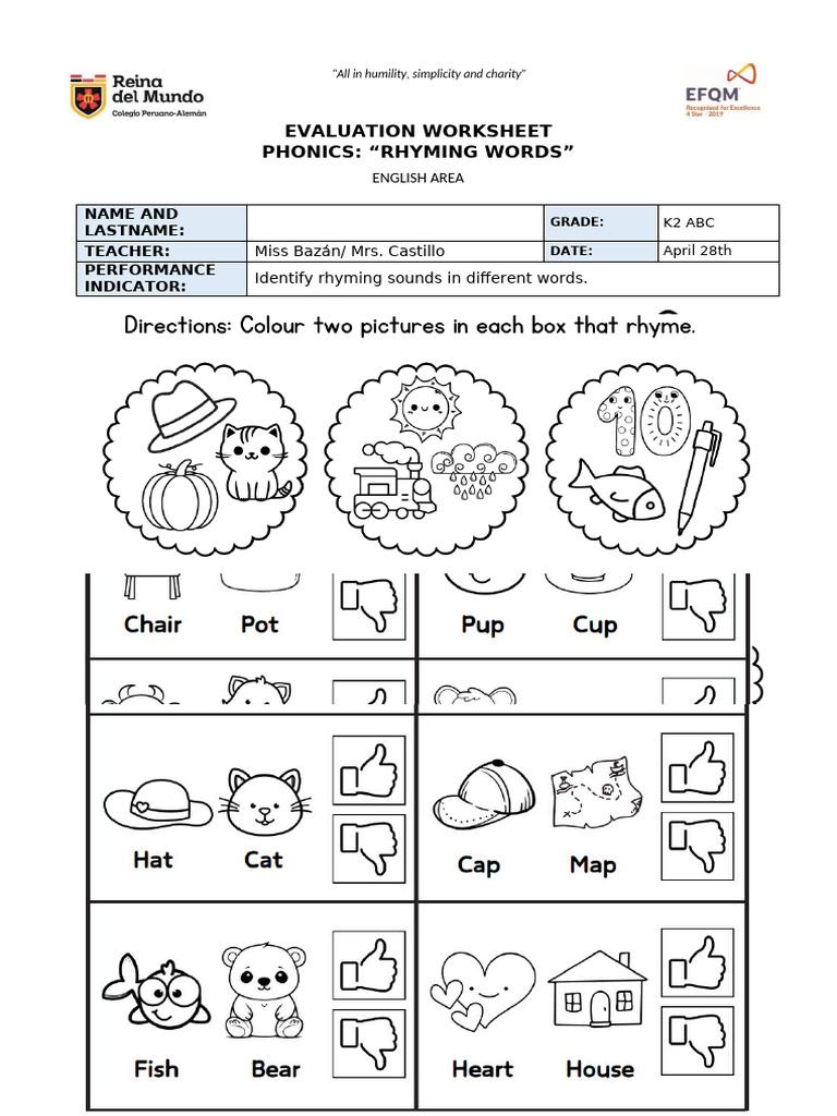 k2 Worksheet 1 Unit 1 Phonics | PDF