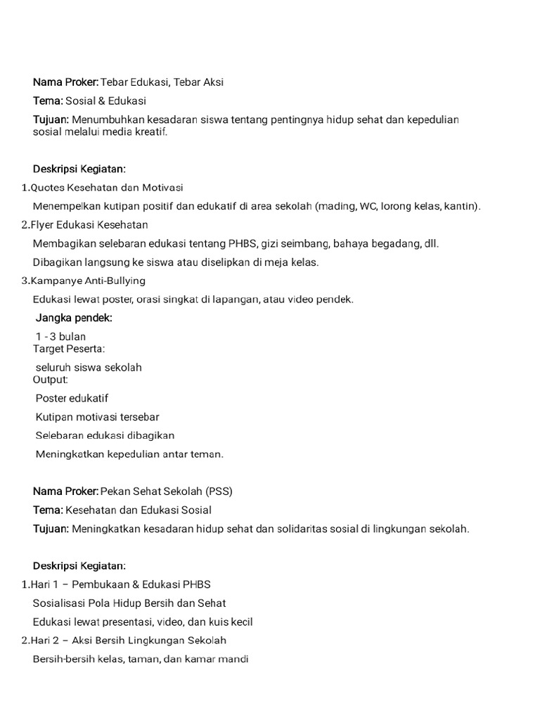 Proker Pendidikan Dan Pelatihan - PMR | PDF