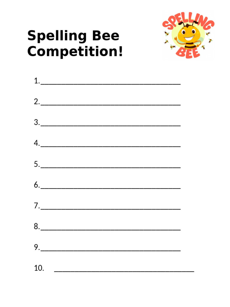 Spelling Bee Competition | PDF