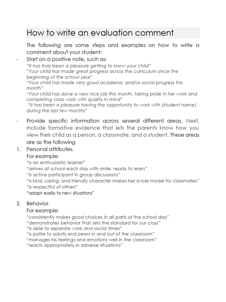 How To Write An Evaluation Comment | PDF | Mathematics | Cognitive Science