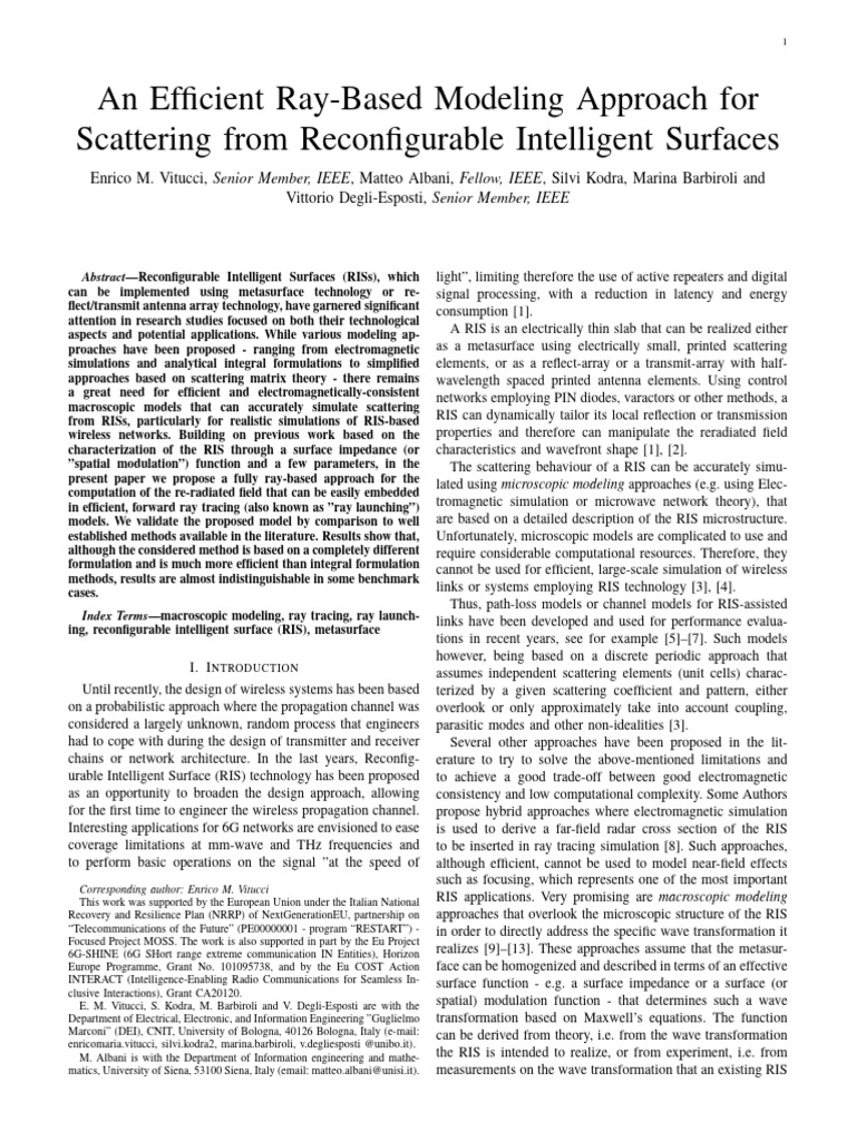 An Efficient Ray-Based Modeling Approach For Scatt | PDF | Diffraction ...