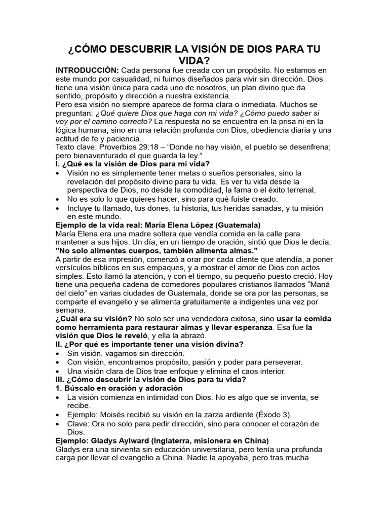 Descubre la Visión de Dios para Ti | PDF | Oración | Dios
