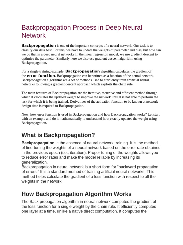 Backpropagation Process in Deep Neural Network | PDF | Theoretical Computer Science | Artificial ...