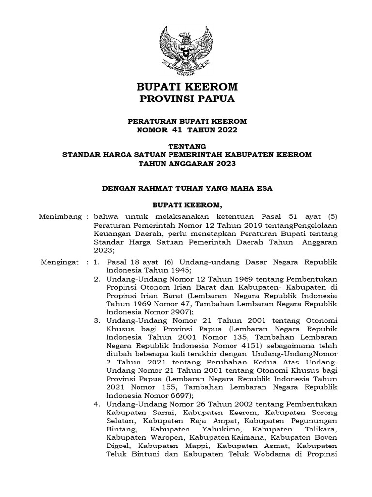 Perbup 41 Tahun 2022 | PDF