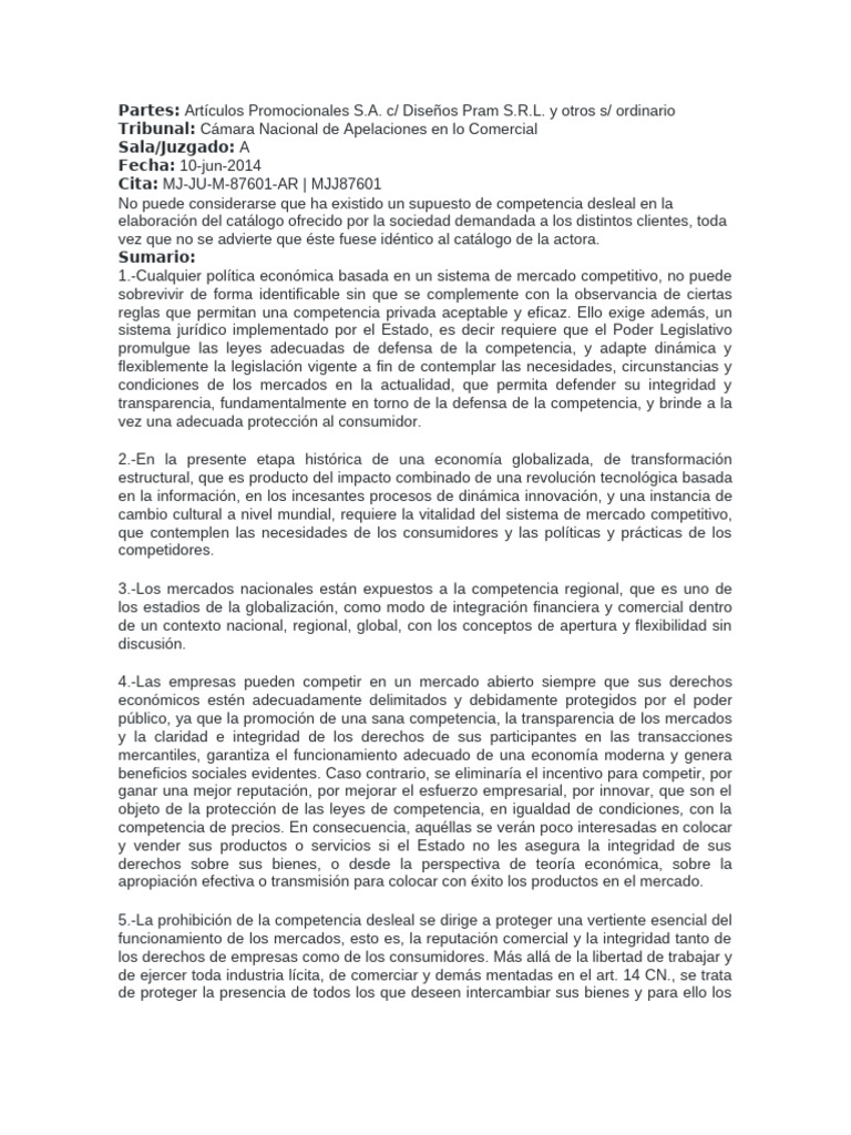 Fallo 1 | PDF | Mercado (economía) | Los consumidores