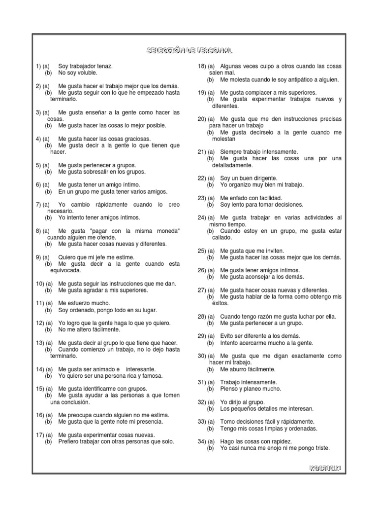Kostick Cuadernillo | PDF