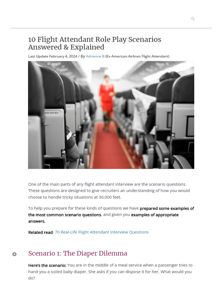 Flight Attendant Scenario Responses | PDF | Flight Attendant | Seat Belt