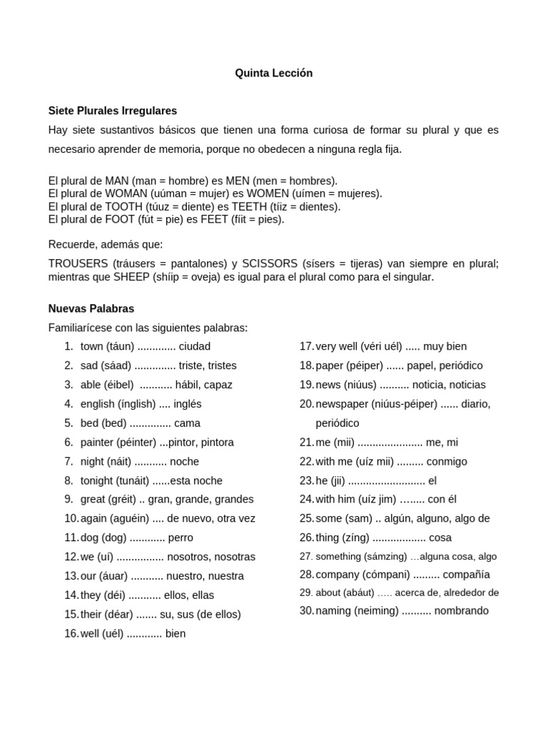 Week 05 Vocabulary & Grammar Handout | PDF | Relaciones sintácticas | Morfología