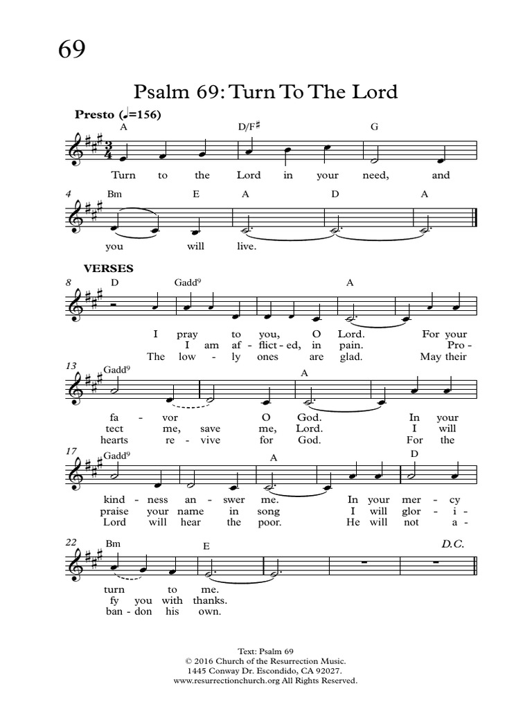 069 Psalm 69 - Full Score | PDF | Psalms | Ketuvim