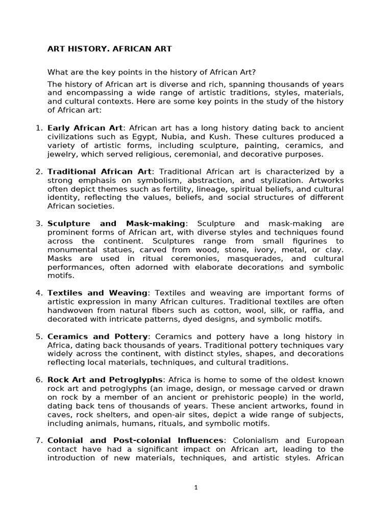 Art History. African Art | PDF | Sculpture | The Arts