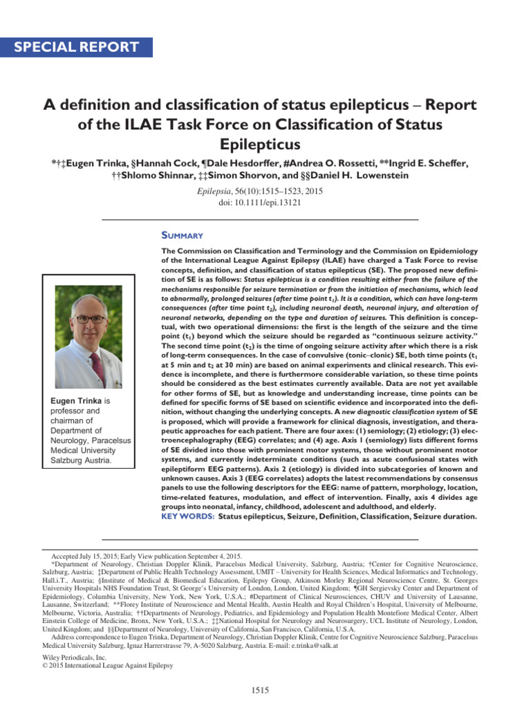 Epilepsia - 2015 - Trinka - A Definition and Classification of Status ...