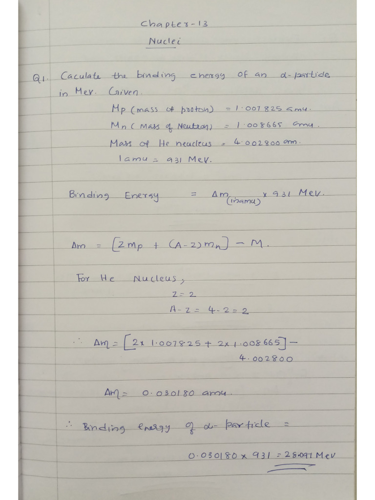 Chapter 13 Nuclei numericals | PDF