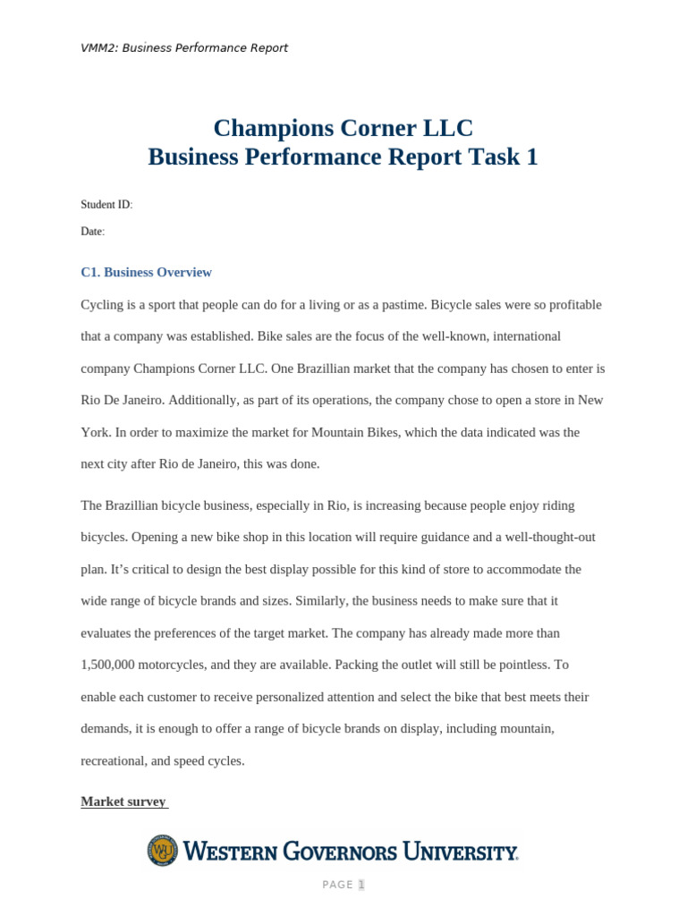 Champions Corner LLC Business Report | PDF | Expense | Income Statement