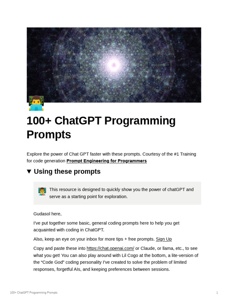 100+ ChatGPT Programming Prompts | PDF | String (Computer Science) | Computer Programming