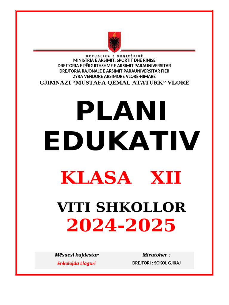 Plani Edukativ 2025 | PDF