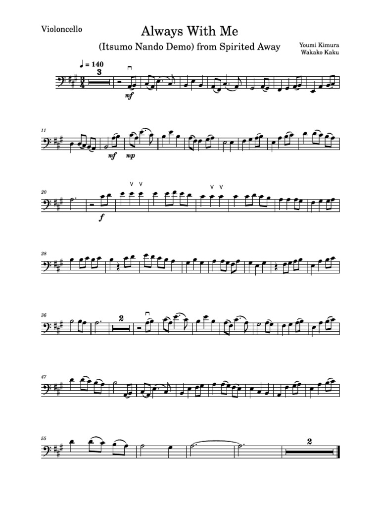 Always With Me- Cello and Piano (Cello) | PDF