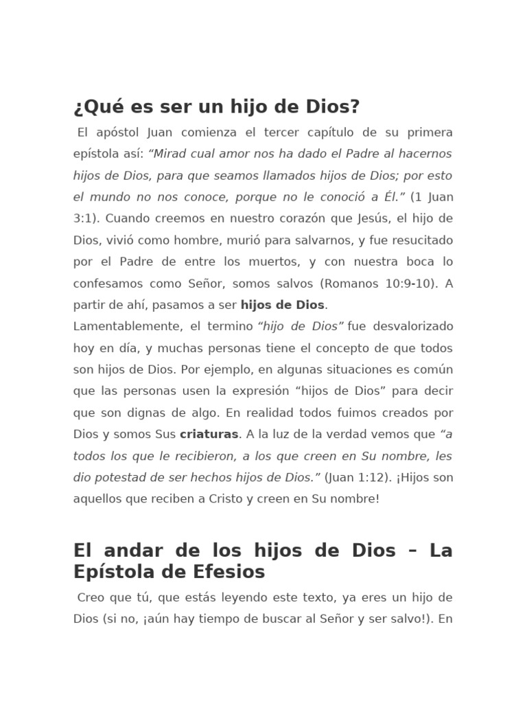 Qué Es Ser Un Hijo de Dios | PDF | Cristo (título) | Amor