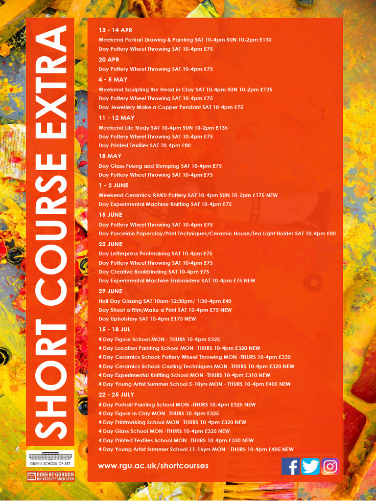 RGU Short Courses: Art & Pottery Workshops | PDF | Pottery | Decorative ...
