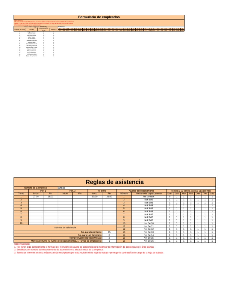 Formulario de Asistencia de Empleados | PDF