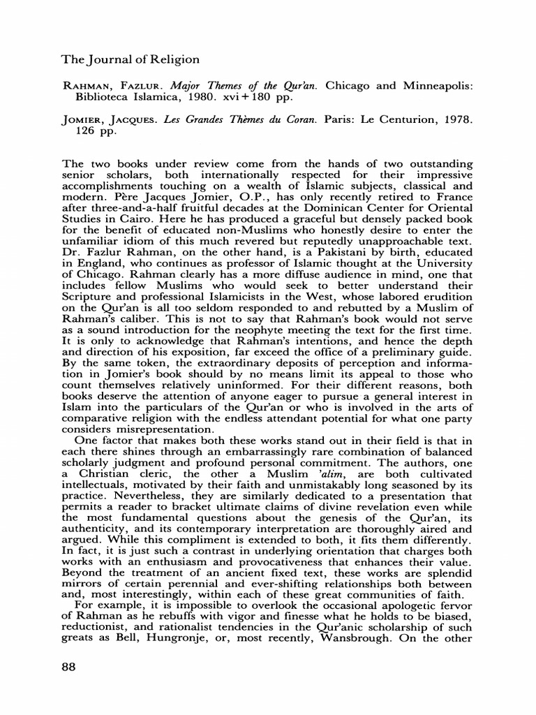 Gaffney, Patrick D. - Major Themes of The Qur'an Fazlur Rahman Les ...