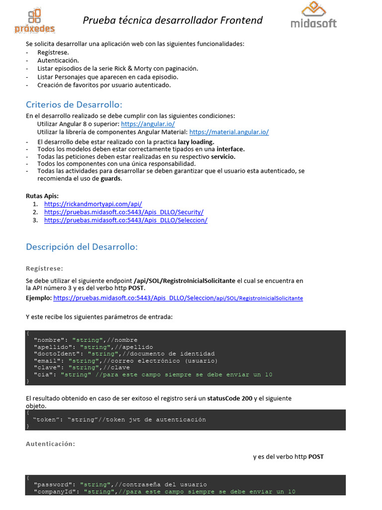 Prueba Técnica FrontEnd o | PDF | Autenticación | Tecnologías de la información