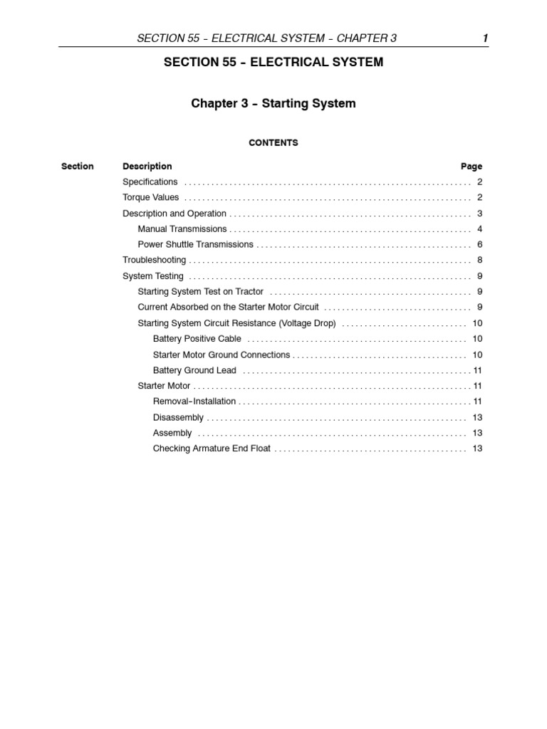 Sect55C03 Electrical System-Starting System | PDF | Voltage | Electric Motor