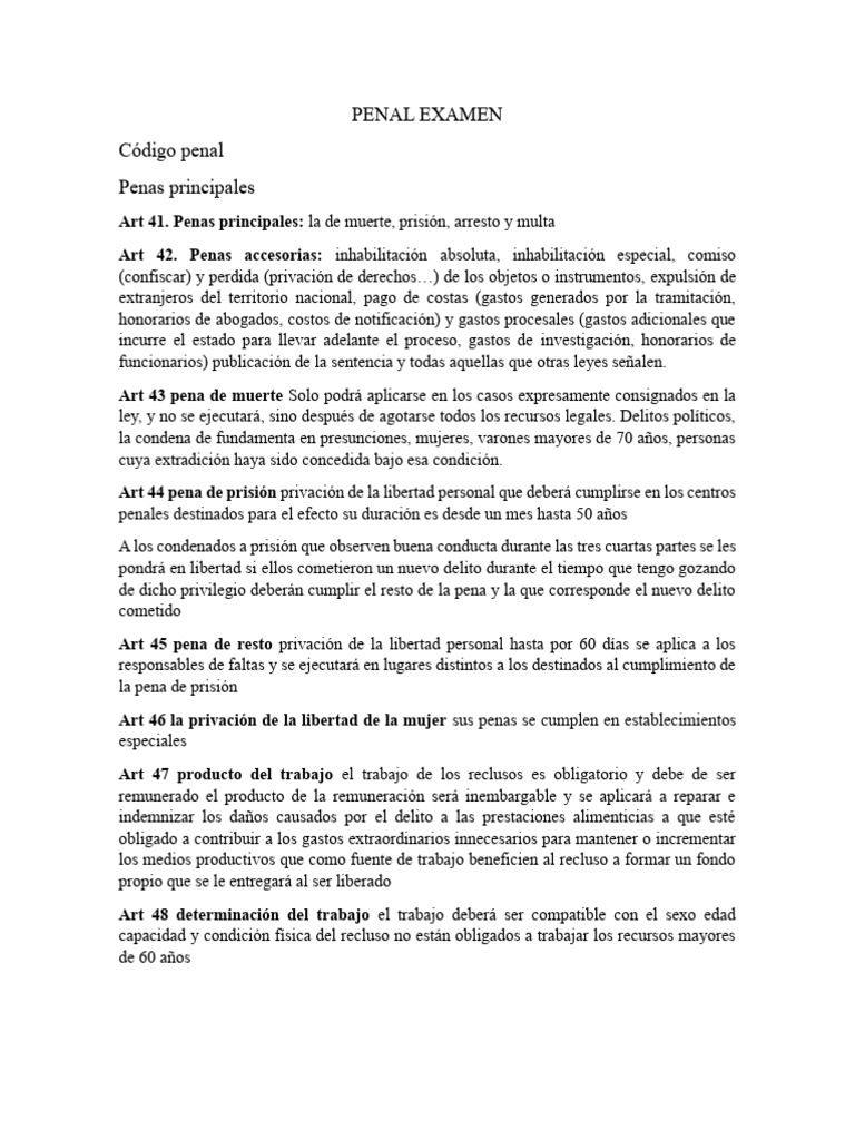 Penal Examen 2 | PDF | Castigos | Pena capital