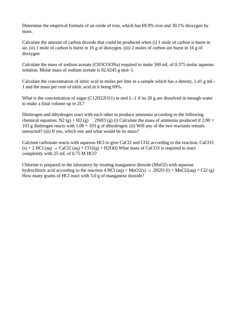 ch 1 chemistry imp question | PDF